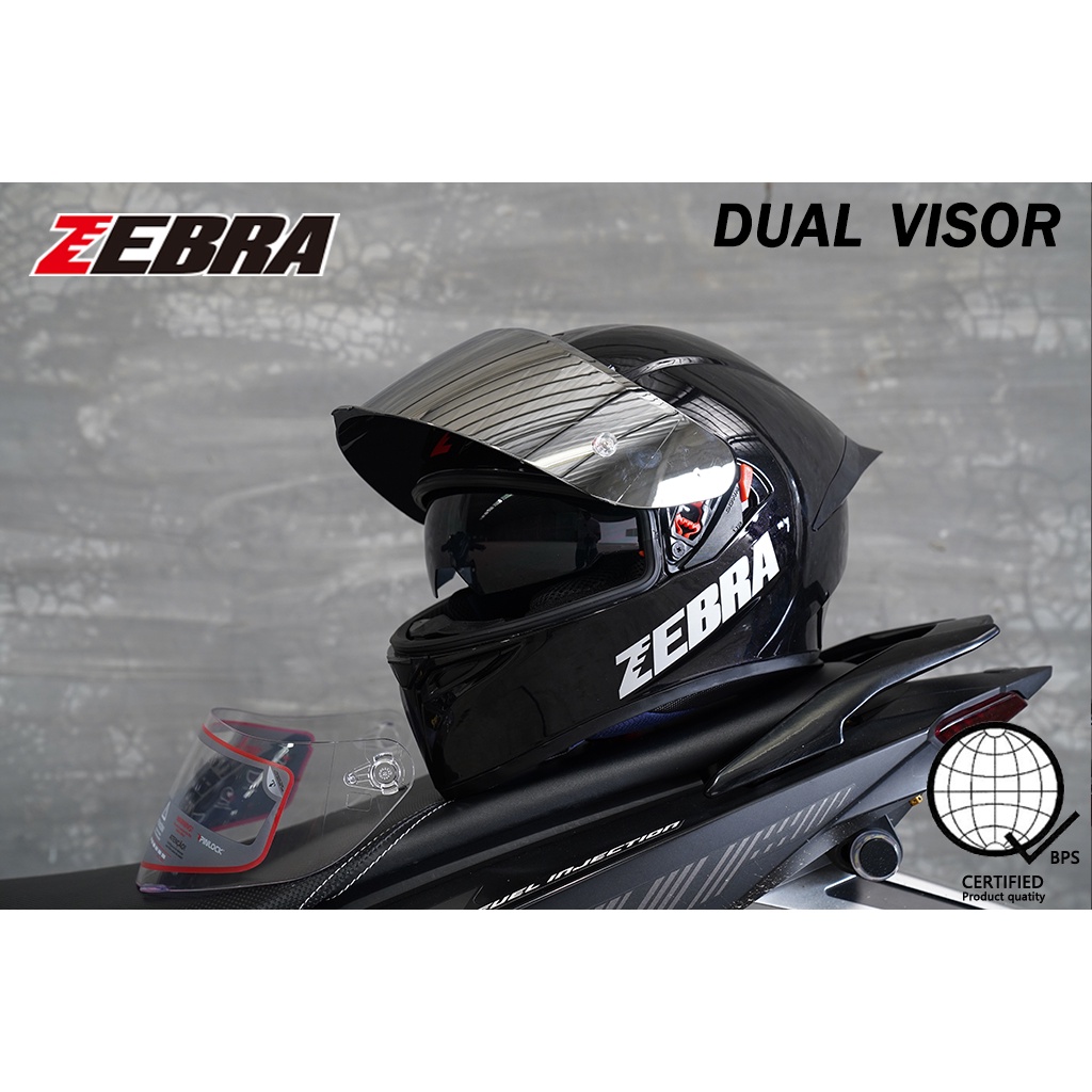 Zebra Ym-611 Plain Men's Helmet Full Face Dual Visor Motorcycle Motor ...