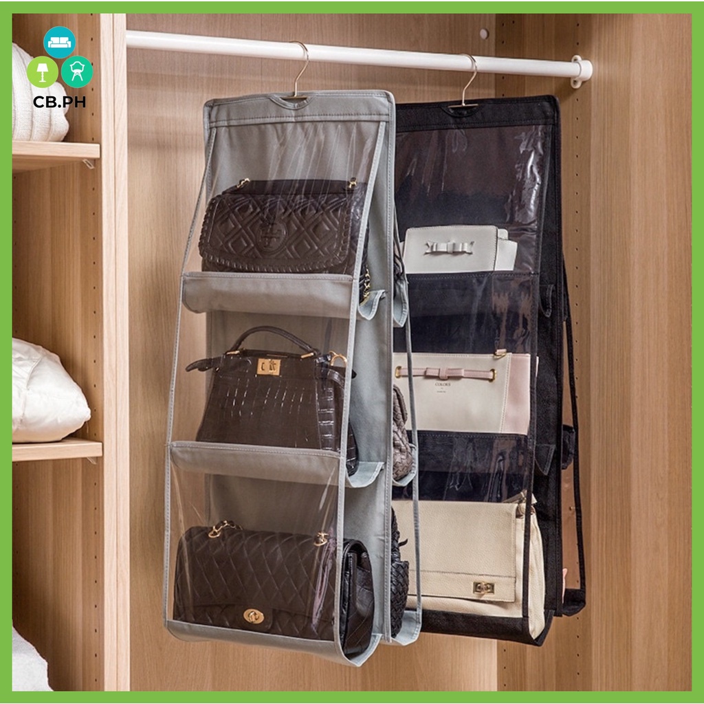 cb.ph Handbag Bag Storage Holder 6 Pockets Hanging Shelf Hanger Purse ...