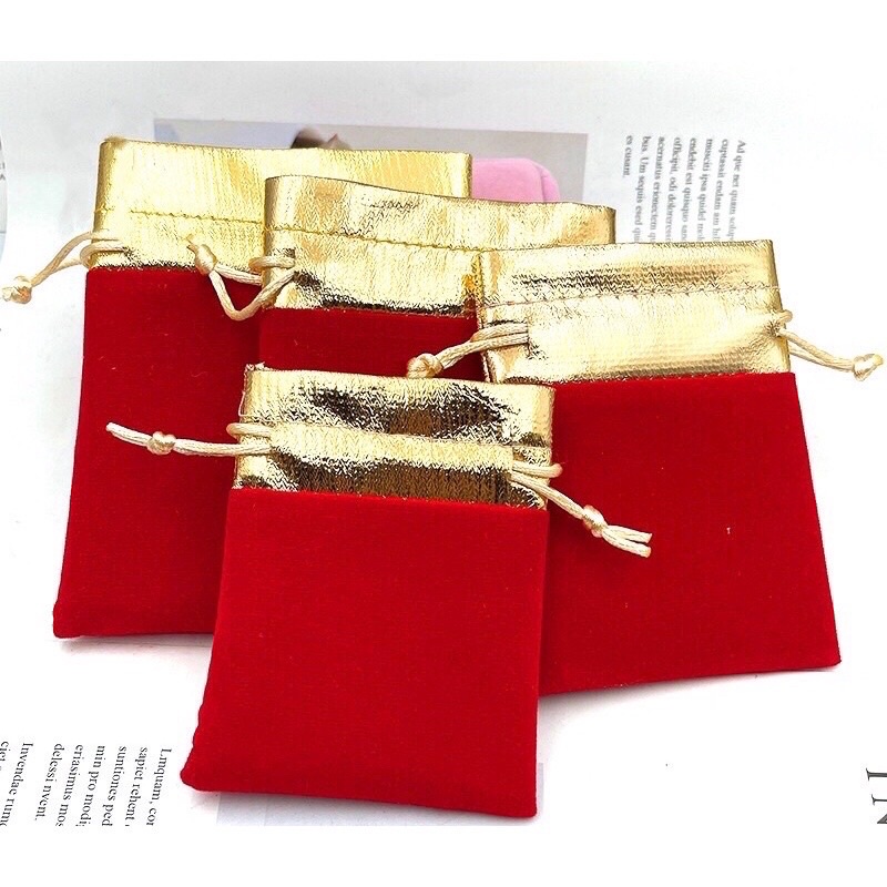 Red Pouch Jewelry Pouch Gift Bag Wrapping Pack Drawstring Pouch Wedding ...