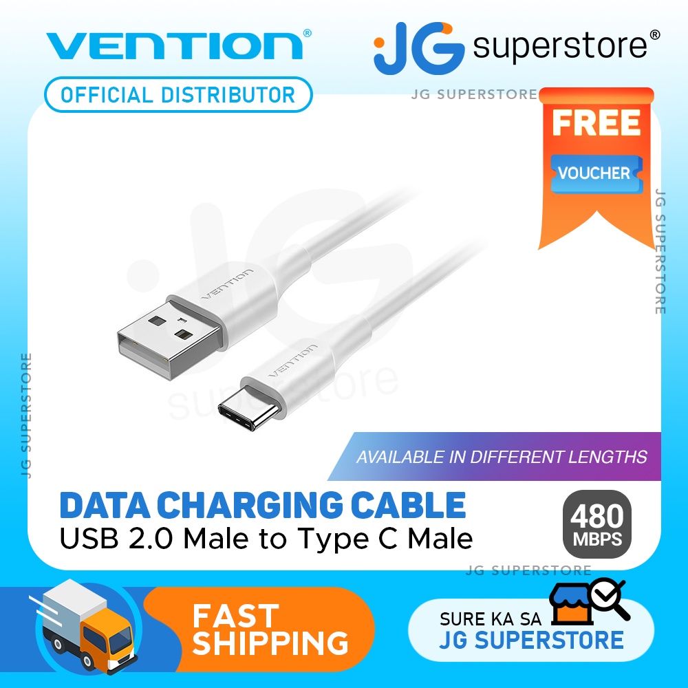 Vention USB 2.0 A Male to Type-C 3A Male Nickel-Plated Data Charging ...