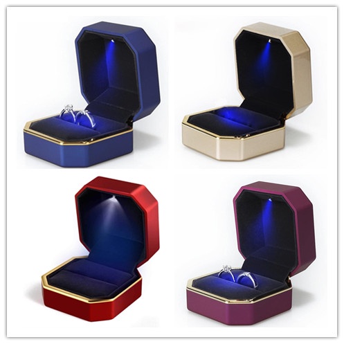 Luxury Ring Box Square Velvet Wedding Ring Case Jewelry Gift Box with ...