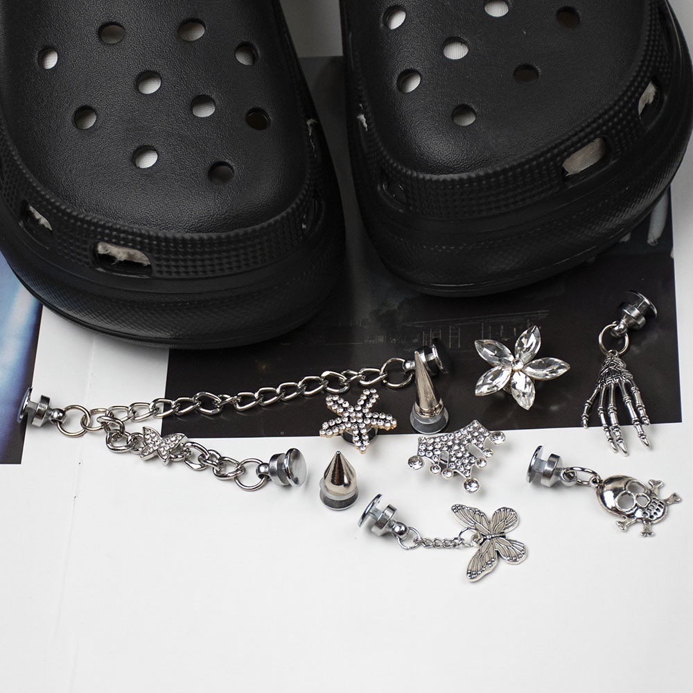 Punk Metal Jibits for Croc Chain Crystal Flower Jibitz Charm Rivet ...