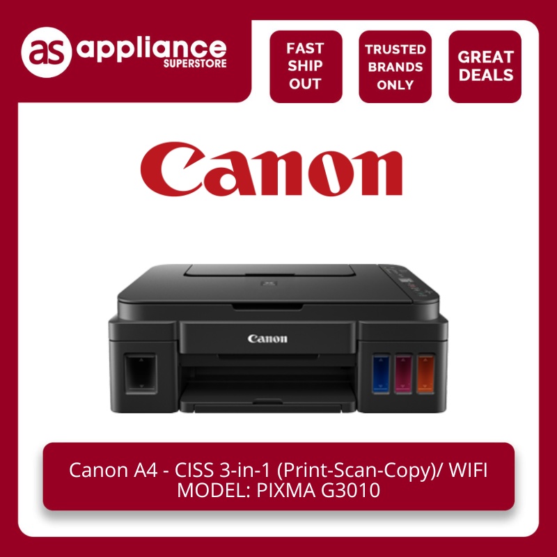 Canon A4 - CISS 3-in-1 (Print-Scan-Copy)/ WIFI PIXMA G3010 | Shopee ...