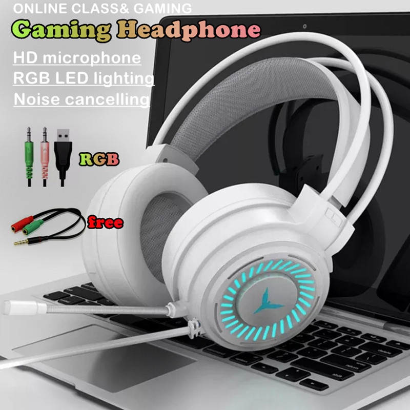 Gaming Headphones PC Noise Cancelling Headphones Wired Headset with Mic ...