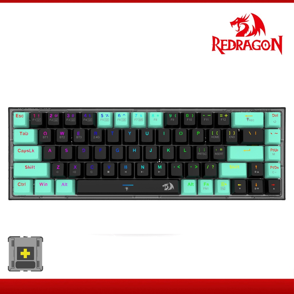 Redragon Castor Pro Tri Mode RGB 68 Keys Mechanical Keyboard Black ...