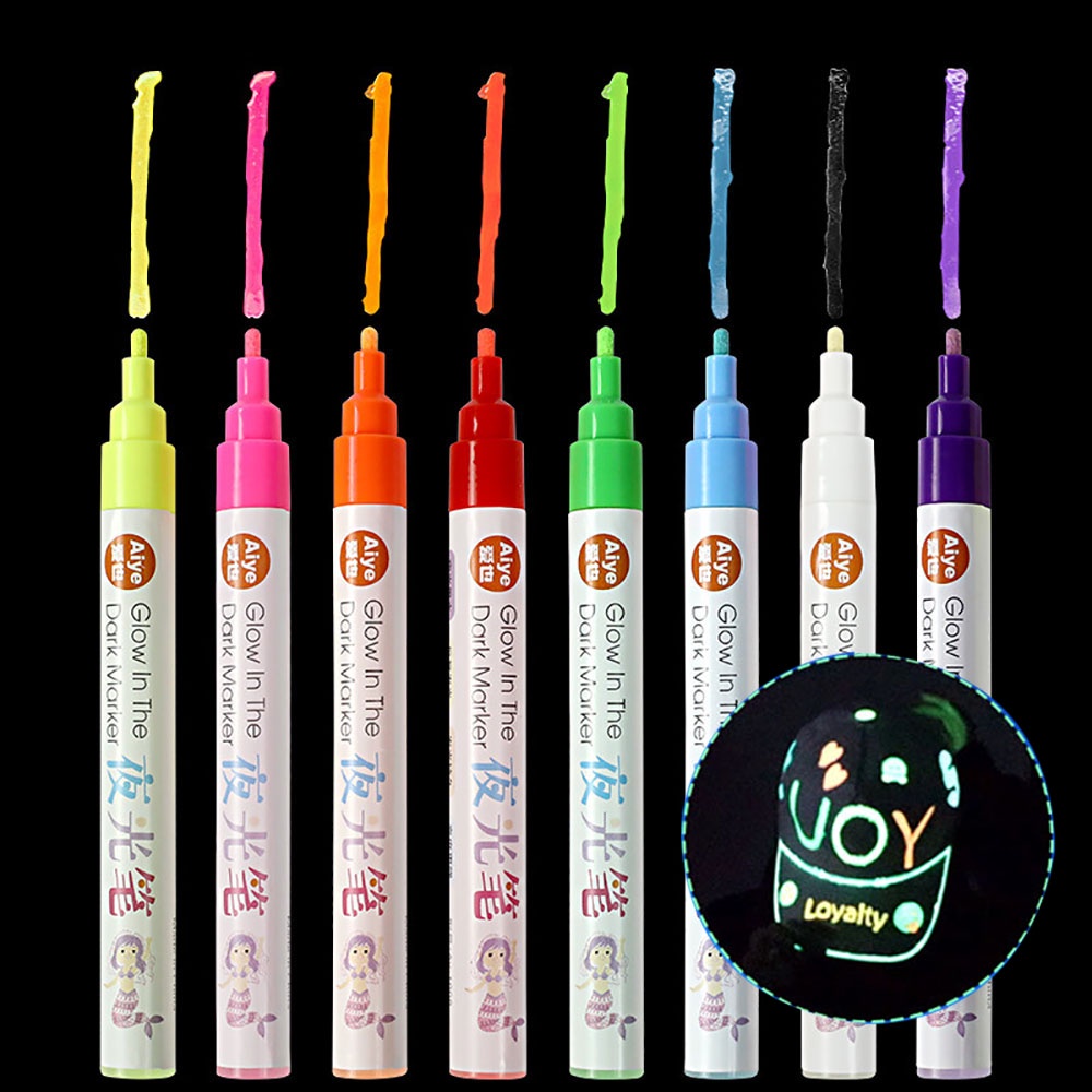 8 Colors Fluorescent Markers Glow-in-the-dark Paints Art Painting ...