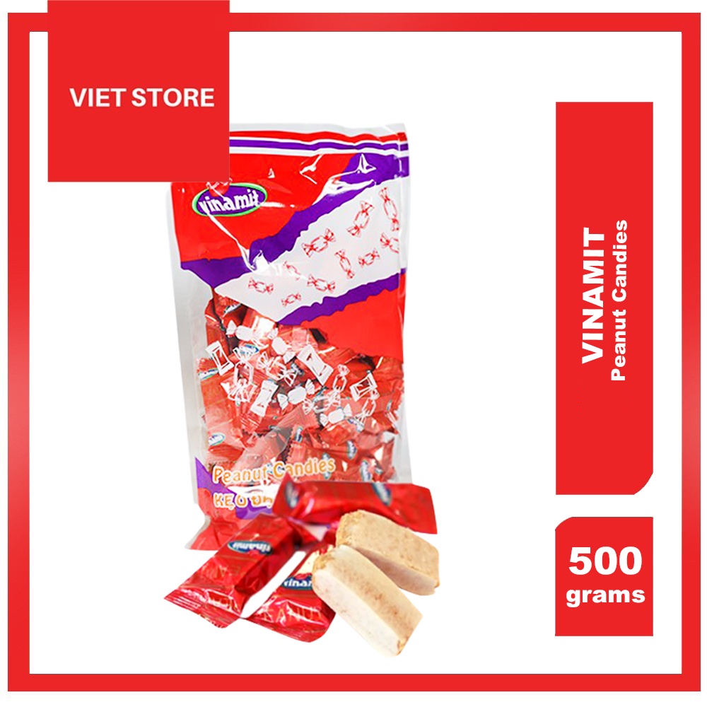Viet Store Vinamit Peanut Candies 500g Ready to Eat Pure Healthy Snack ...