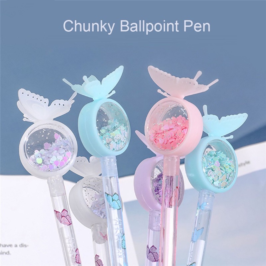 1pc Chunky ballpoint pen butterfly & moon head design ballpen school ...