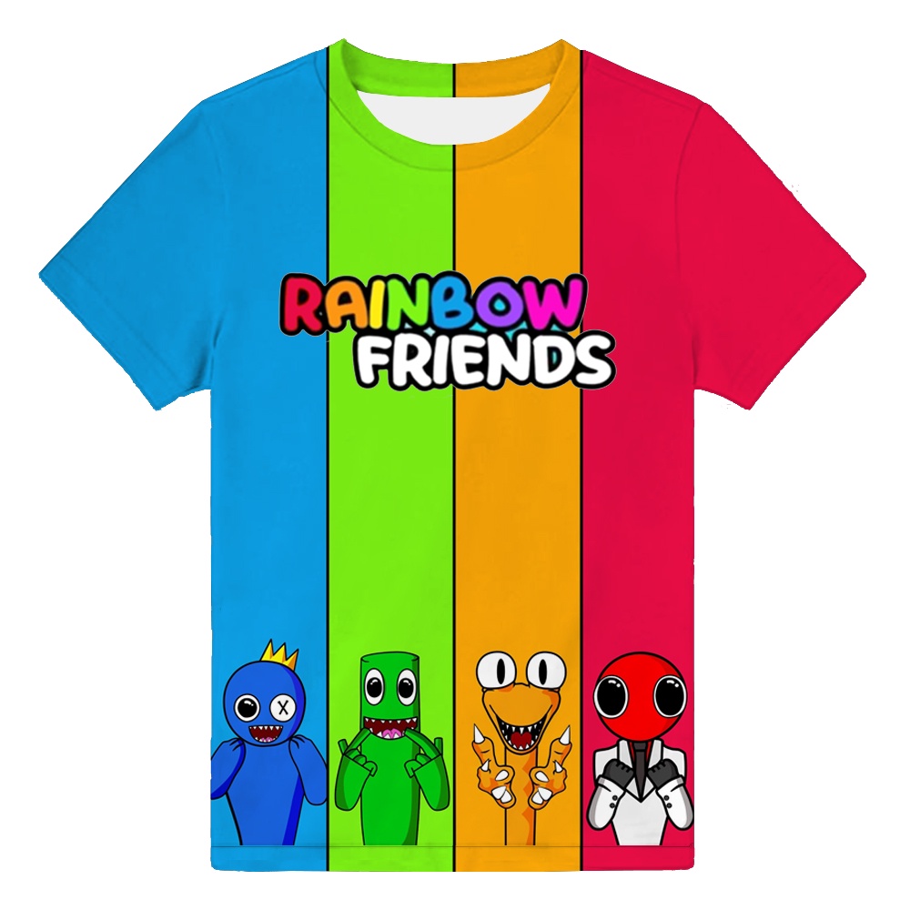 Rainbow Friends Cartoon Game Character 3D Print Boys T-shirt Kawaii ...