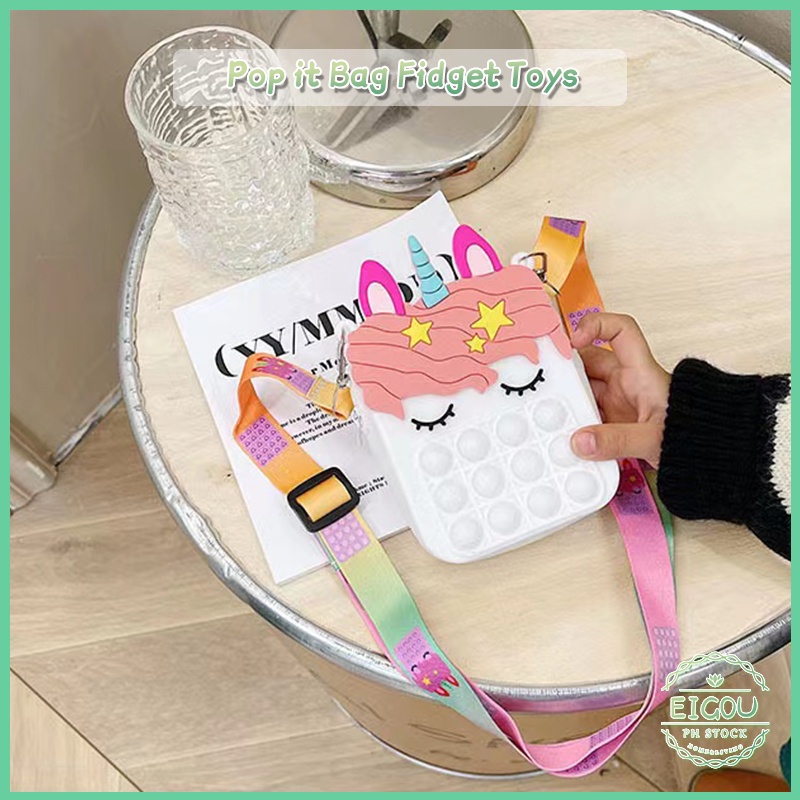 Pop It Bag Unicorn Bag Silicone Pop It Wallet Messenger Bag Shoulder ...