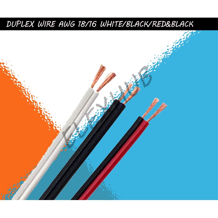 STRANDED WIRE 18 / 16 AWG DUPLEX Electrical Wire Hookup Red/Black White ...