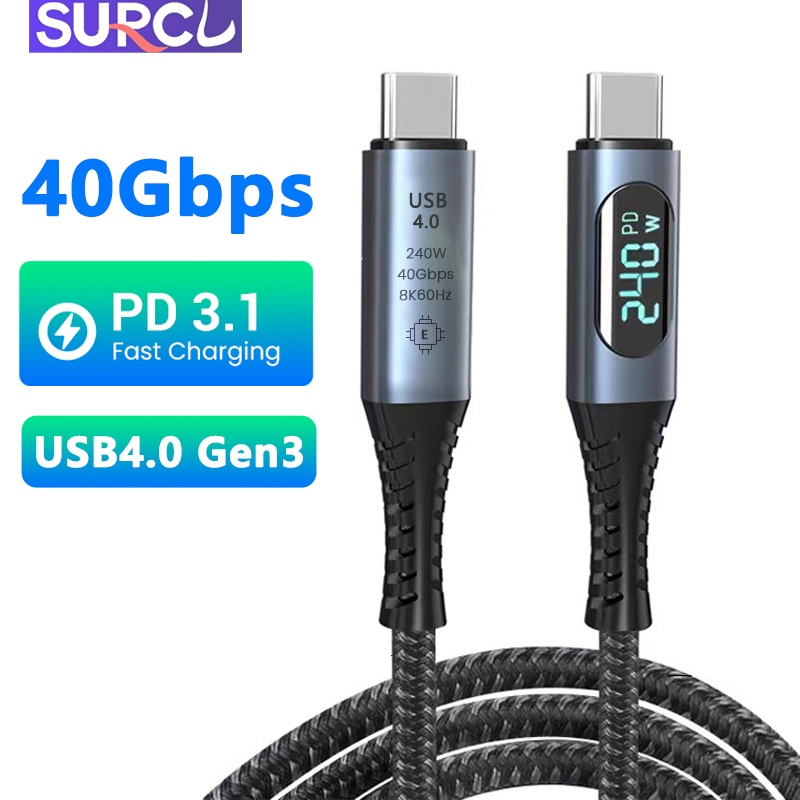 USB 4 Cable 1meter USB4 C to USB C Compatible Thunderbolt 4 3 with LED ...