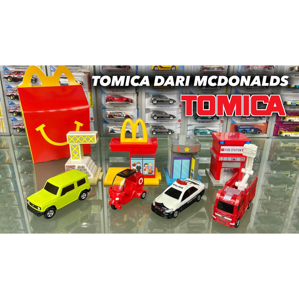 Tomica McDonalds Happy Meal Set (Toyota Crown, Morita Fire Fighting, Delivery Bike, Suzuki Jimny ...