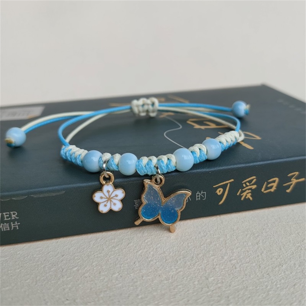 Handmade Butterfly Pendant Bracelet Summer Lucky Adjustable Woven ...