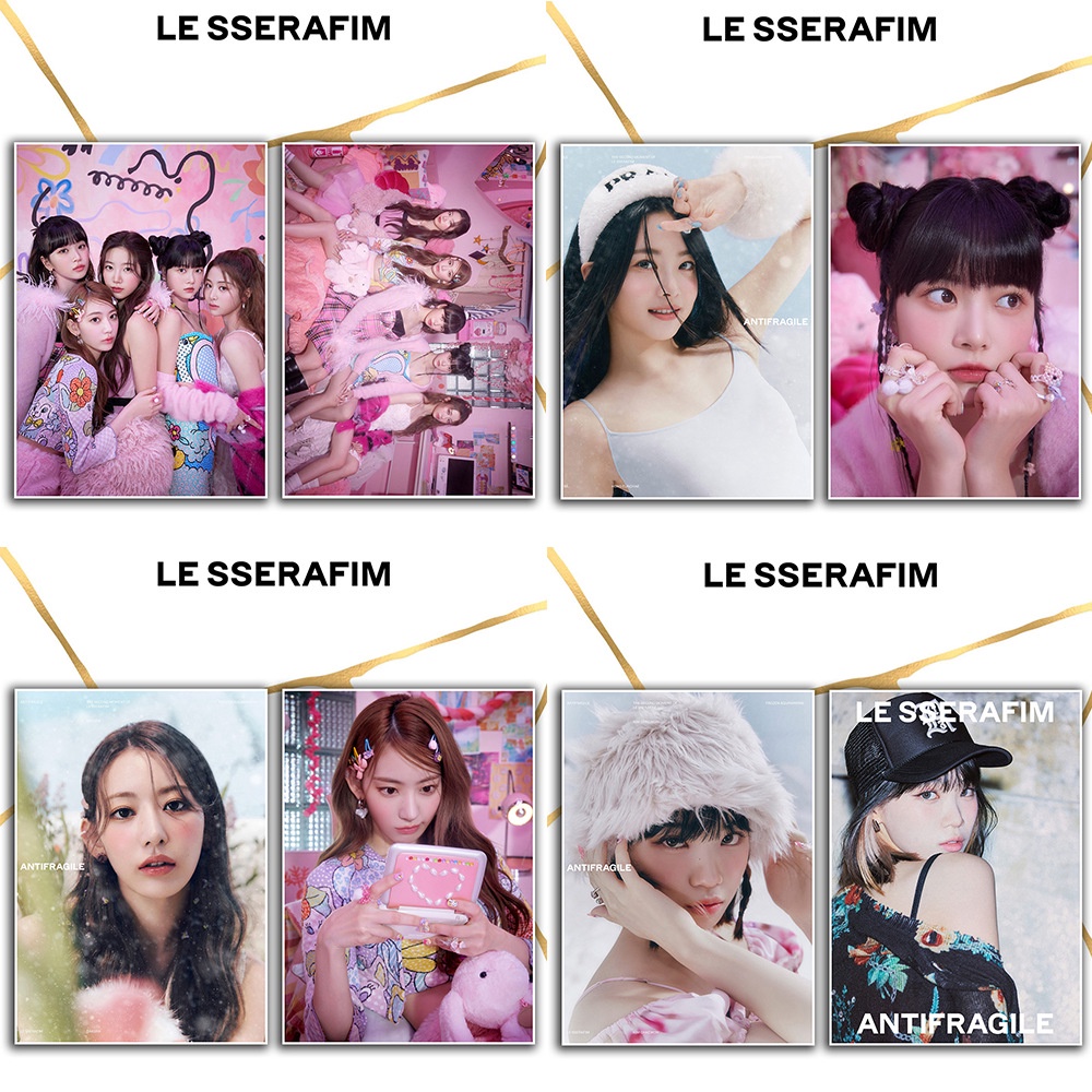 LE SSERAFIM group around ANTIFRAGILE poster self-adhesive pictorial ...