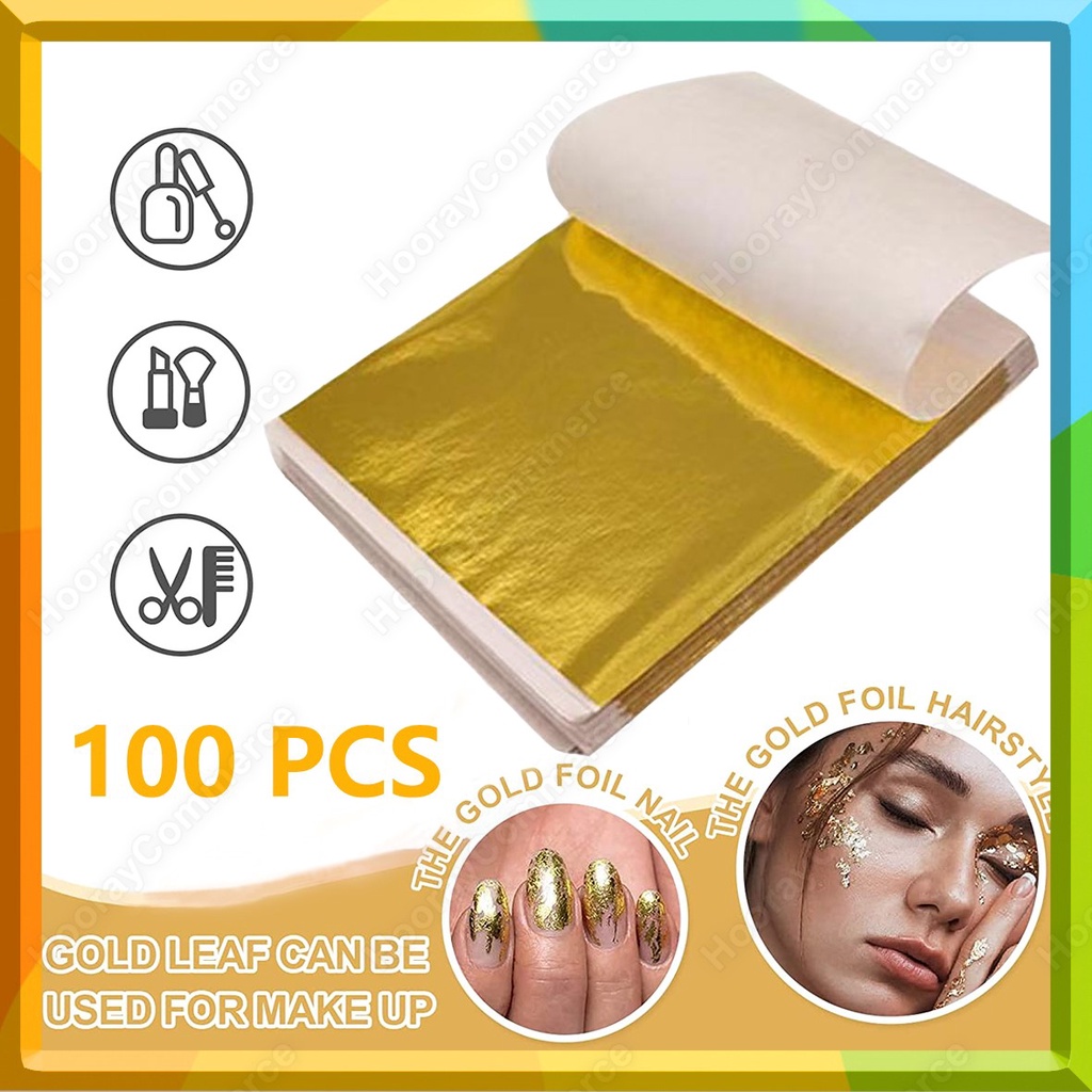 100 PCS Imitation Gold Leaf Sheets Gold Foil Sheets for Crafts Gilding ...