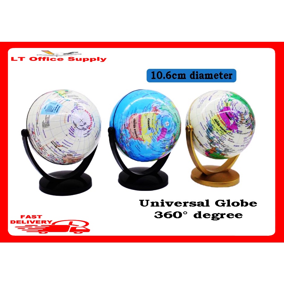 Universal Globe 360° degree / 720° degree rotating globe map 10.6cm ...