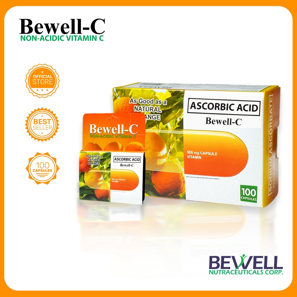 Bewell-C Non- Acidic Vitamin C 500mg 100 capsules per box | Shopee ...