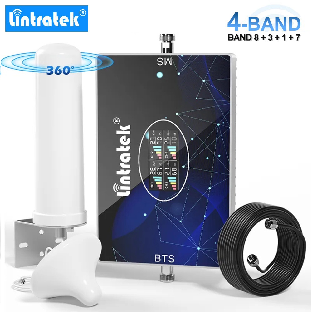 10 meter cable 2G 3G 4G 4-band Repeater for Moible Phone GSM DCS Band7 ...