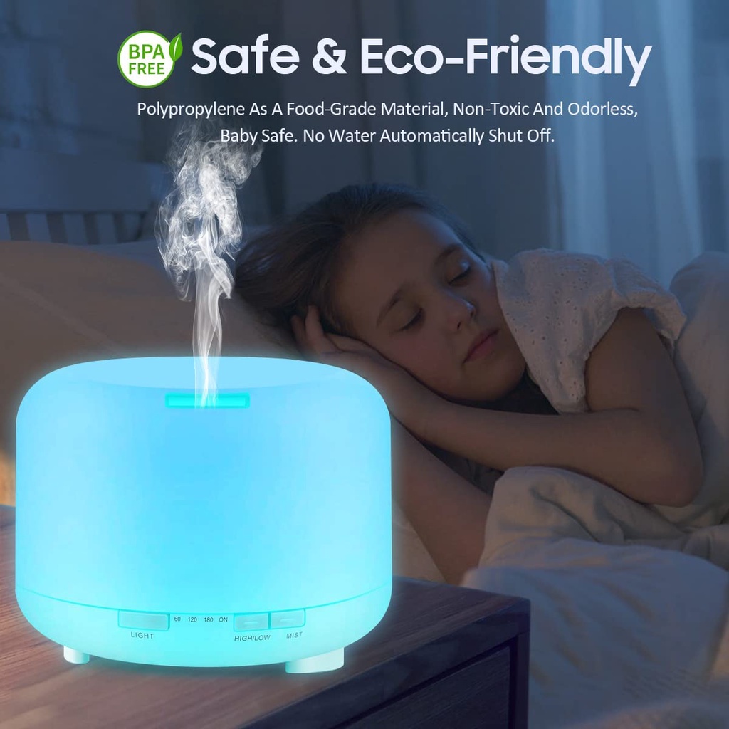 Ewa 500ml 7 Led Color Aromatherapy Essential Oil Diffuser Ultrasonic