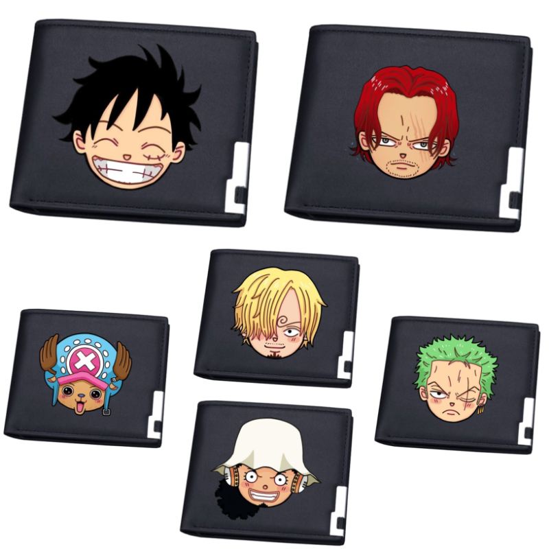 HITAM One piece imported anime chibi pu wallet/one piece black folding ...
