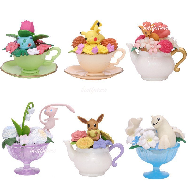 6 Piece Flowers Teacup Pokemon Action Figure Pokémon Decorative Box ...