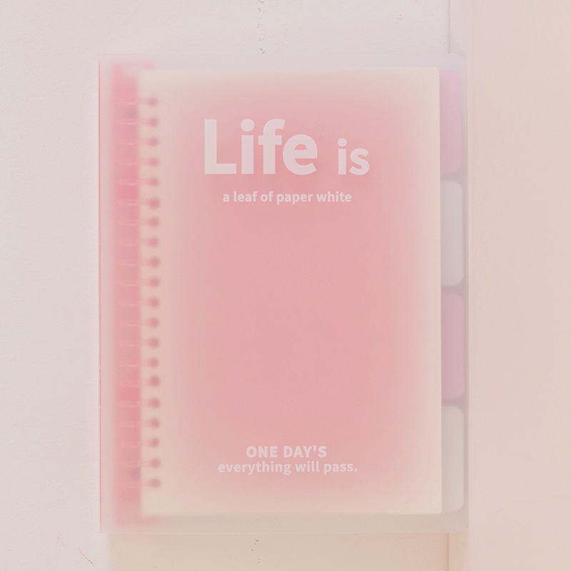 Life is Dreamy Frosted Clear binder with loose leaf and divider 20/26 ...