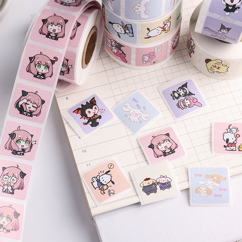 Cartoon Sanliou Stickers one roll 500 sheets Manual account sticker ...