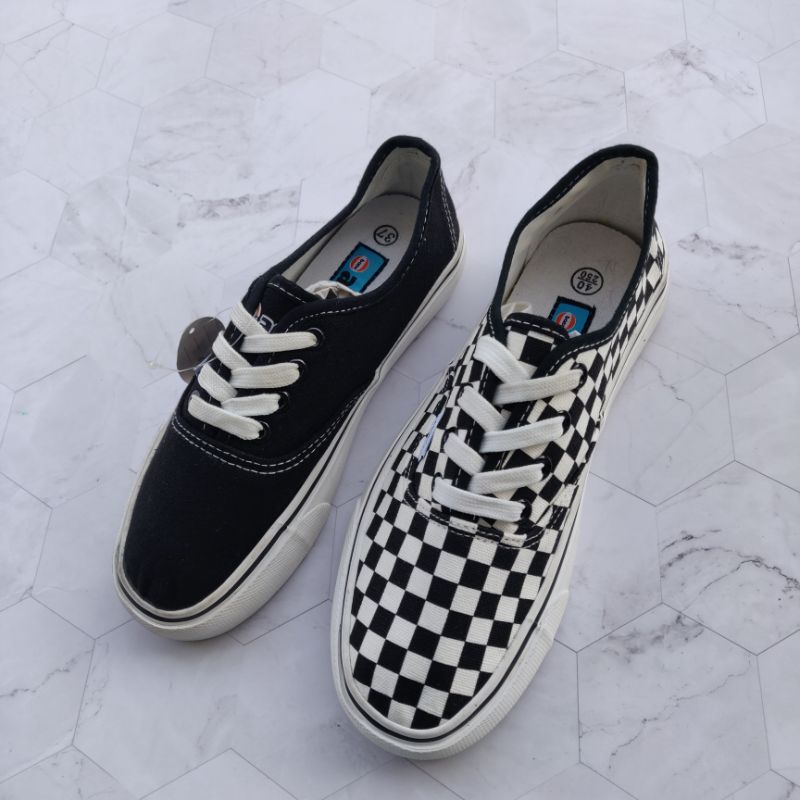 Advan Brooklyn Lace Up Black and Checker Print Women's Sneakers ...