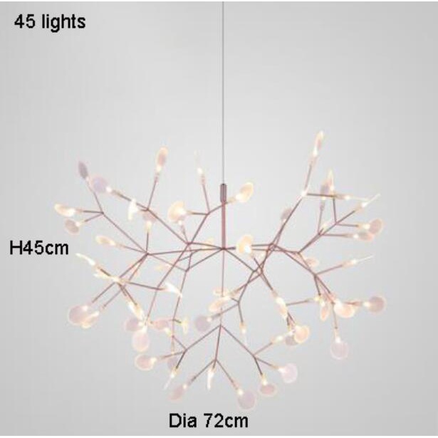 Romantic Firefly LED Chandelier Light Stylish Tree Branch/Round Metal ...