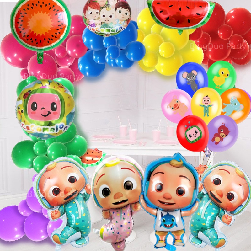 Cocomelon Theme Cocomelon Balloons JJ Foil Balloon Red Blue Yellow ...