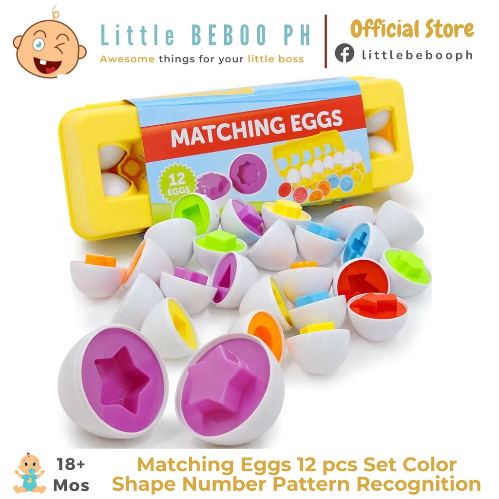 Matching Egg 12 pcs Set Color Shape & Number Recognition Sorter Puzzle ...