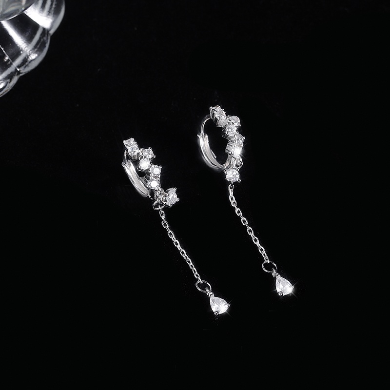 New Tassel Hoop Zircon Earrings for Women Piercing Earring Set Hikaw ...
