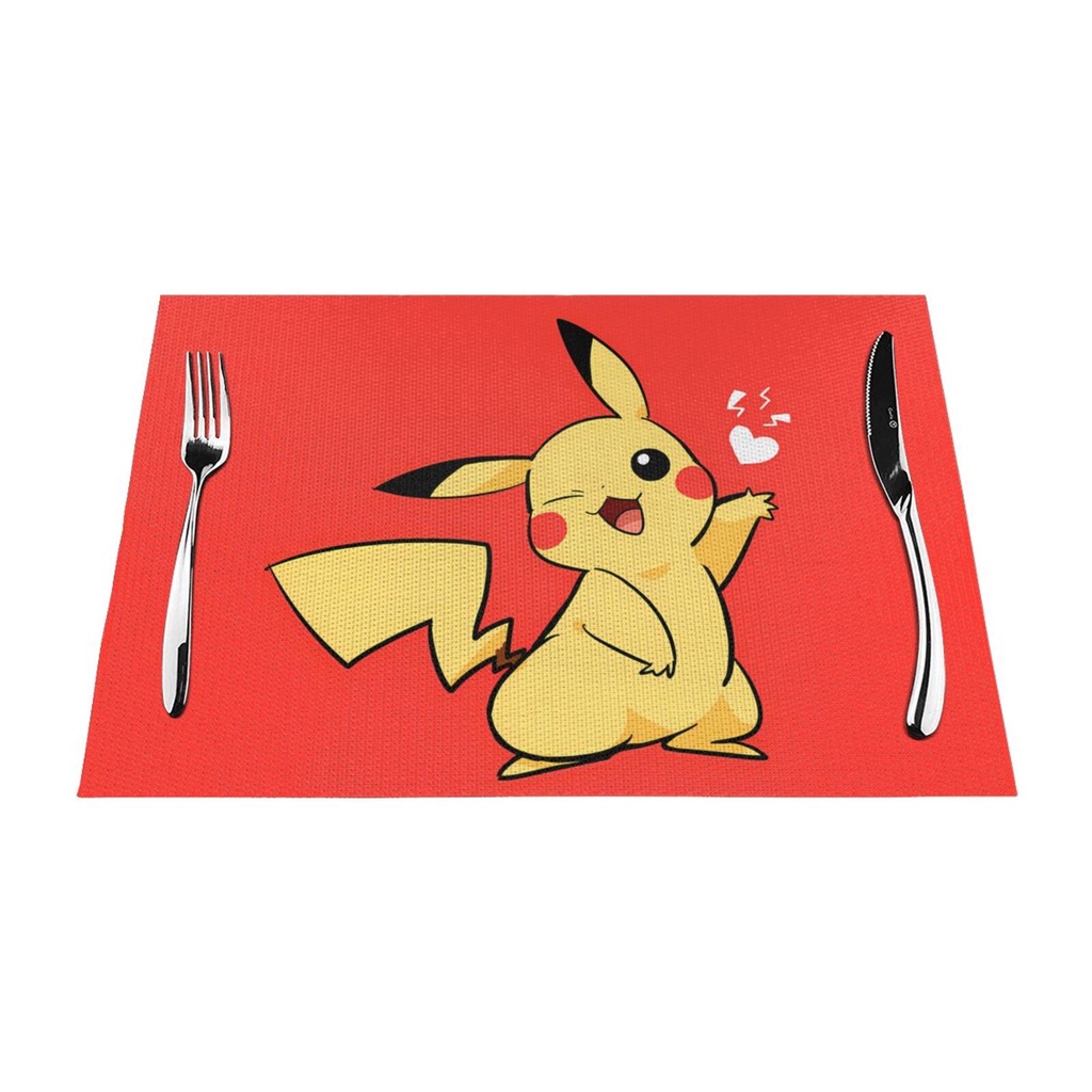 Pokemon Pikachu Custom Table Placemats PVC Woven Art Washable Table ...