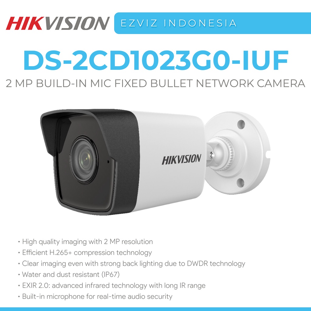 Hikvision DS-2CD1023G0-IUF Hikvision 2mp Build-in Mic Fixed IPCamera | Shopee Philippines