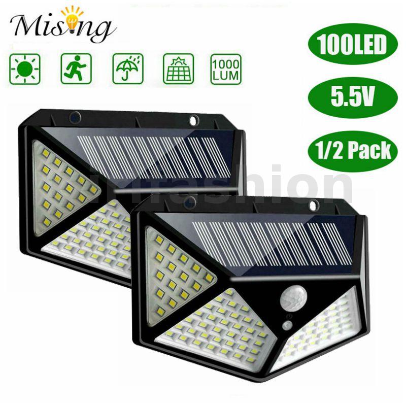 100 LED Solar Power Waterproof IP65 PIR Motion Sensor Solar Light Outdoor Garden Lamp | Shopee ...