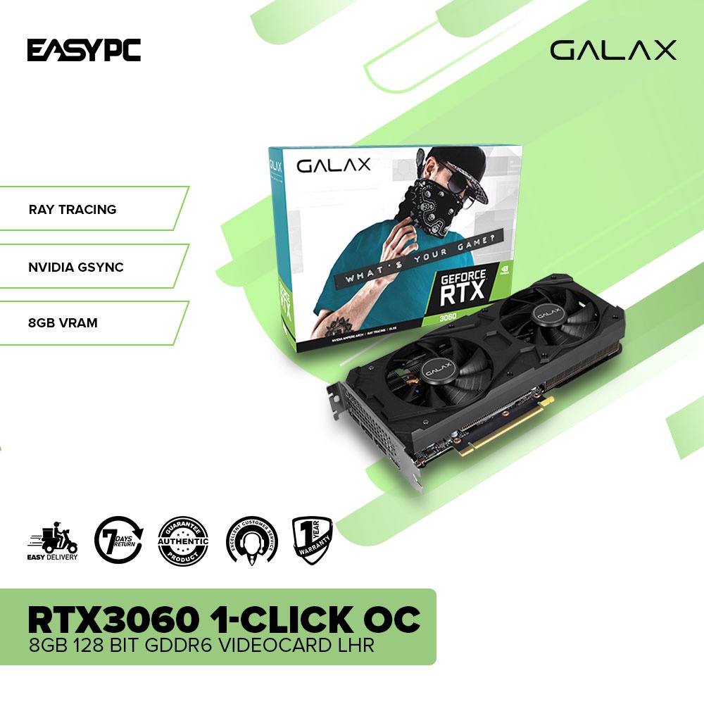 EasyPC | Galax RTX3060 1-Click OC 8GB 128-bit GDDR6 VR Ready Gaming ...