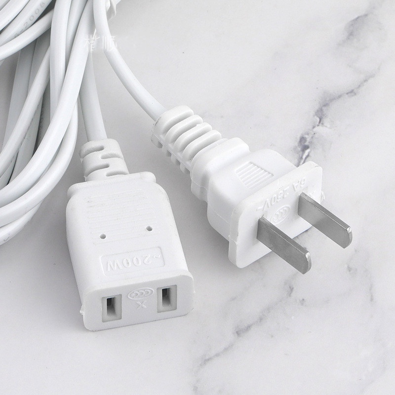 Power Cord Extension 2 Pin Dual Portable Extension Cord 2M/3M/5M WD-F20 ...