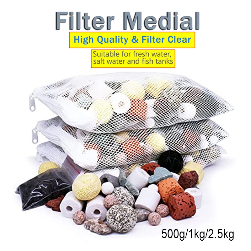 Aquarium 12 in 1 Filter Media Mixed Bio Balls Filter Media with Mesh ...