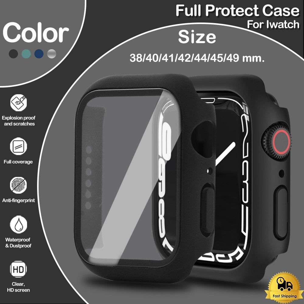 Full Coverage watch case for iwatch 7 8 Hard Case with Tempered Glass ...