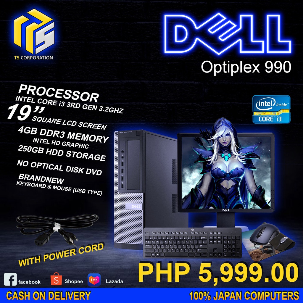 Computer Package Dell Optiplex 990 i3 3rd Gen. 19 inches Square Monitor ...
