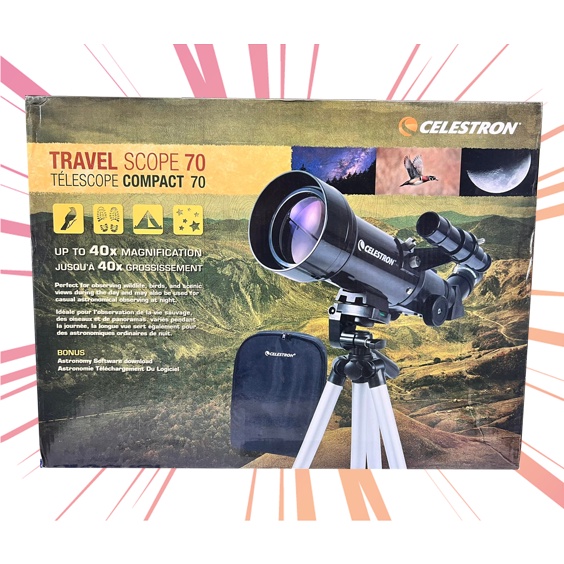 Celestron Travel Scope 70 mm Portable Refractor w/Tripod and Case ...