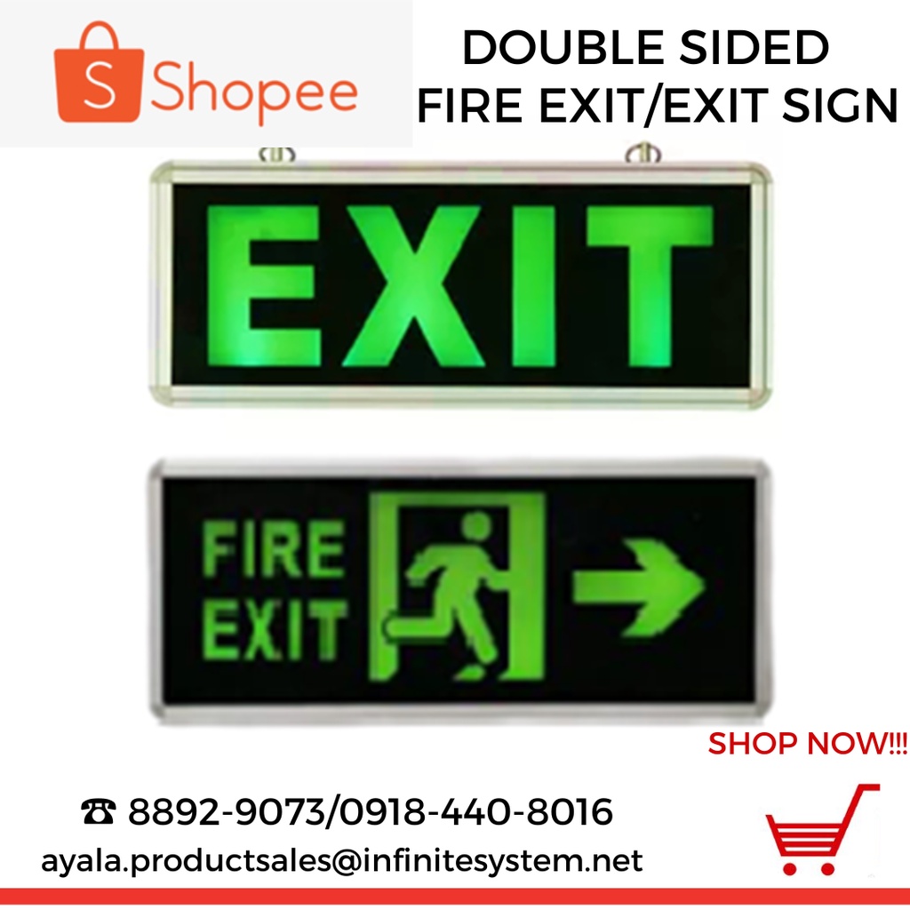 DOUBLE SIDED FIRE EXIT/ EXIT SIGN | Shopee Philippines