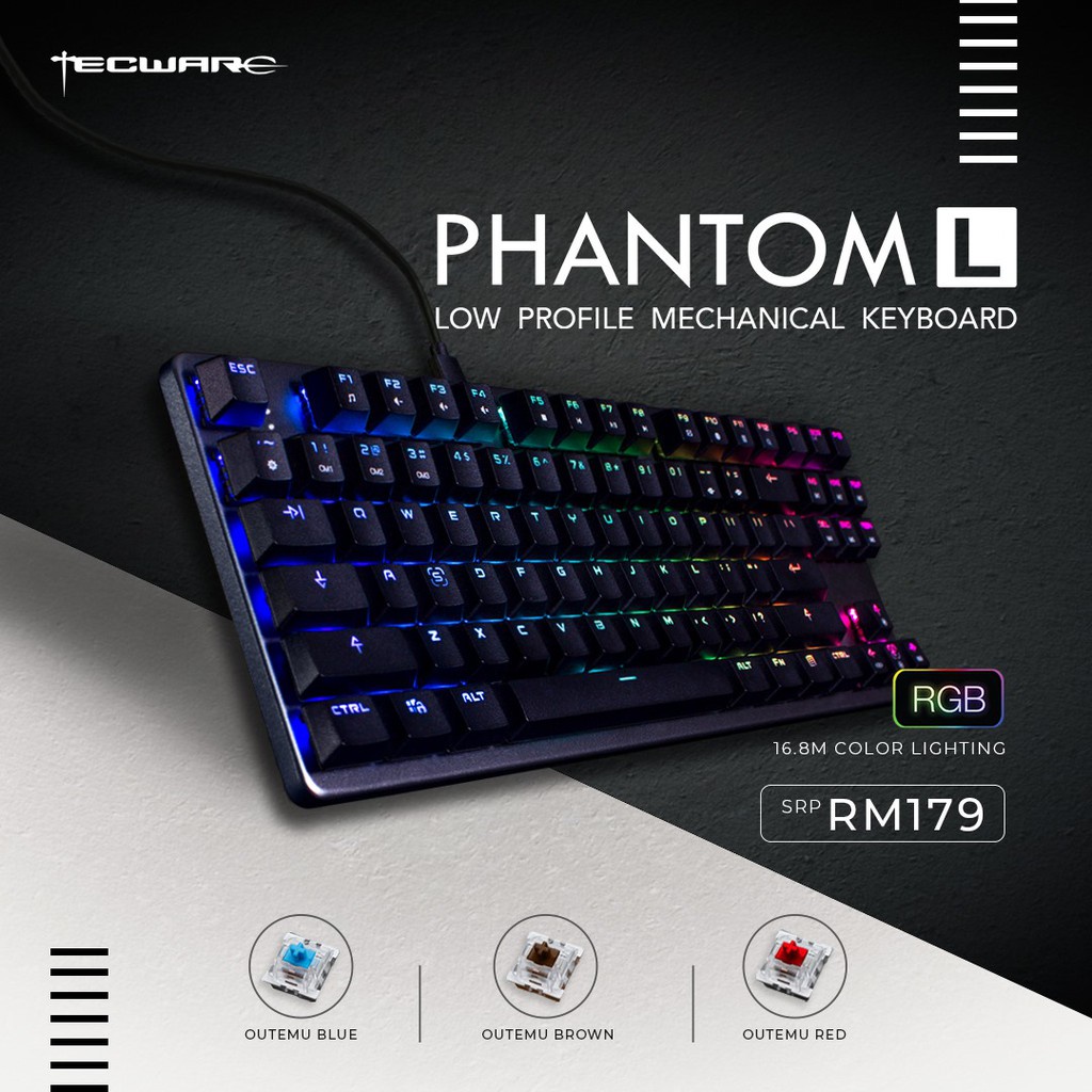 TECWARE PHANTOM L - Low Profile RGB TKL Mechanical Keyboard [OUTEMU ...