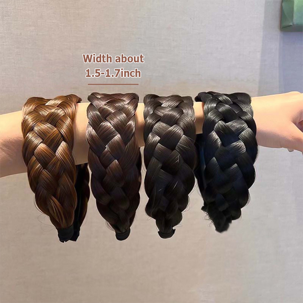 New Wide-brimmed Wig Braid Headband Fishbone Braid Thickened Wide Braid ...