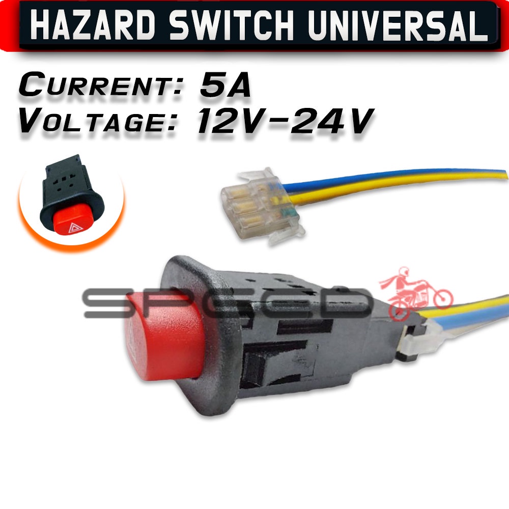 SP 1pcs Universal Motorcycle HAZARD SWITCH 12v 24v 3wires Button Hazard ...