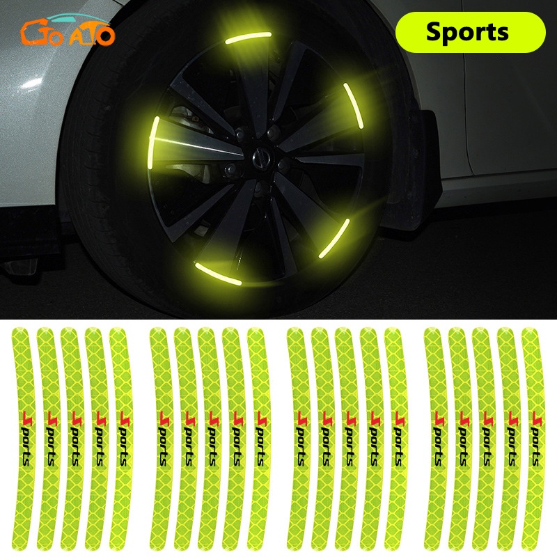 GTIOATO 20PCS Sports Car Wheel Hub Stickers Luminous Green Reflective ...