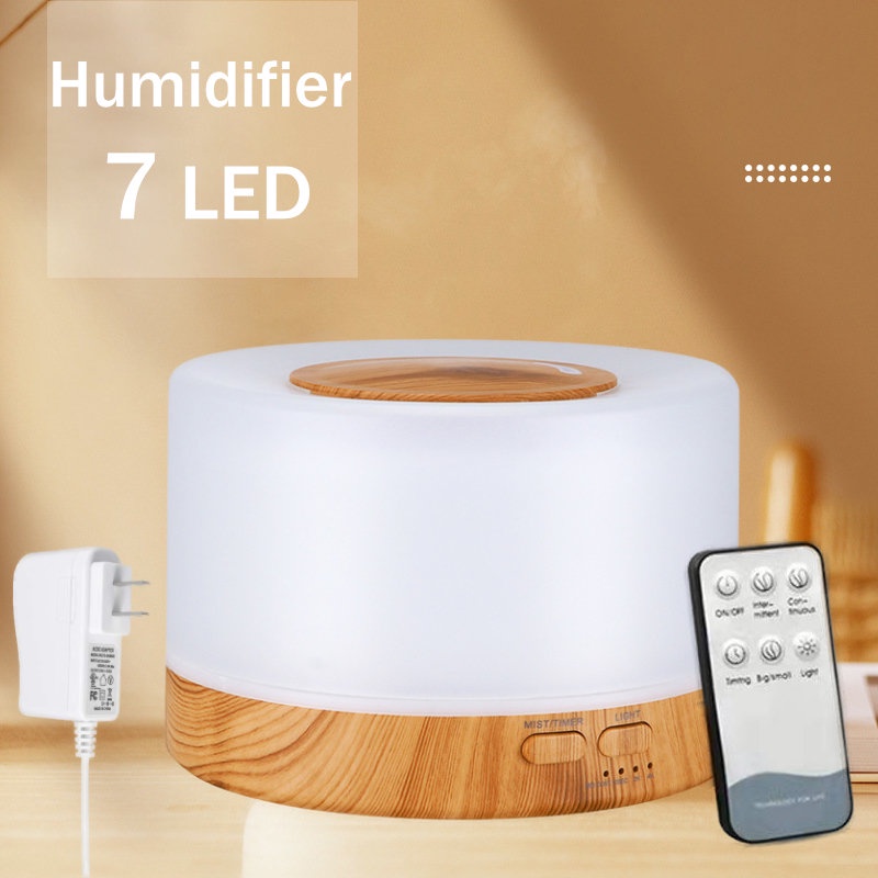 500ml Wood Grain Ultrasonic Air Humidifier With Essential Oil Diffuser ...
