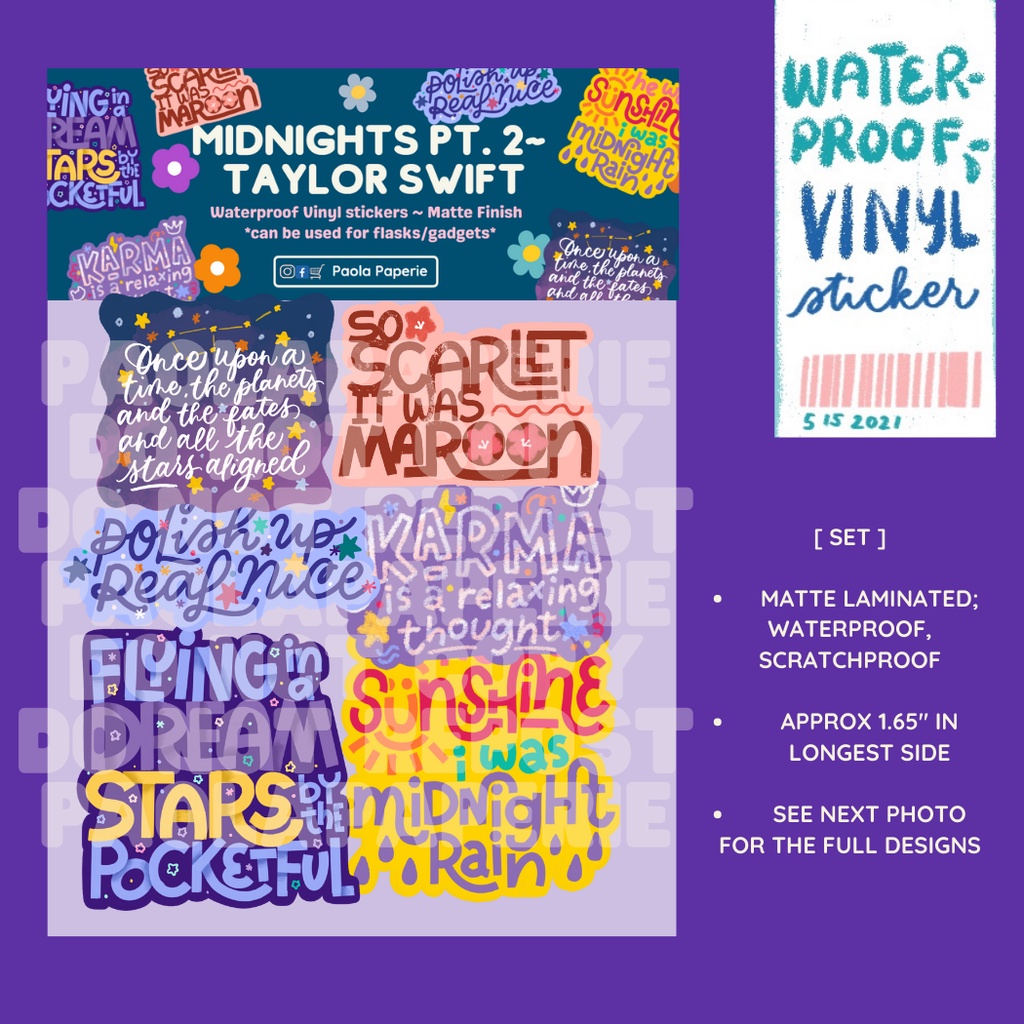Midnights Part 2 Album Taylor Swift Waterproof Matte Vinyl sticker ...
