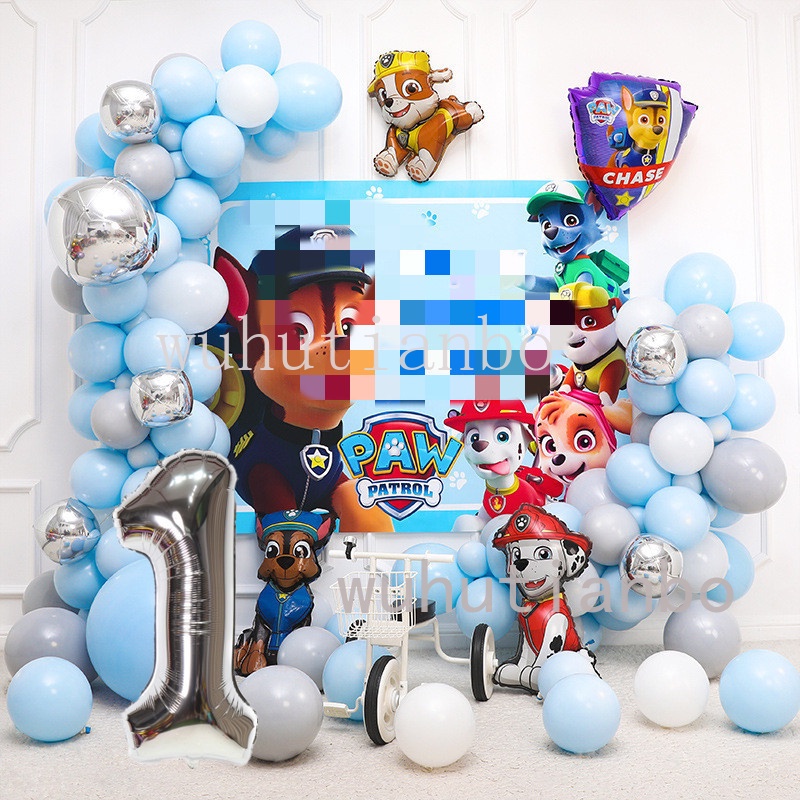 54pcs/set Paw Patrol Theme Balloon Birthday Party Decoration 32inch Silver Number1-9 Balloons ...